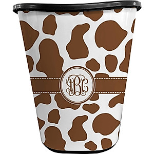 RNK Shops Personalized Cow Print Waste Basket - Single Sided (Black)