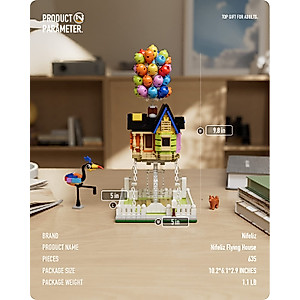 Nifeliz Up Balloon House Building Set for Teens and Adults, Creative Building Block, Girl Toys for Christmas and Birthday Gifts, Creative Suspended Gravity Flying House Bricks Model Set.(635 pcs)