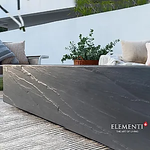 Capetown Concrete Fire Pit 55.9" x 31.9" Outdoor Patio Firepit Includes Fire Glass Modern Fire Pits & Outdoor Fireplaces for Garden, Deck, Indoor & Outdoor Heating