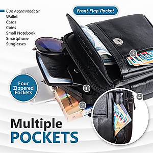 Hengwin Leather Cell Phone Bag Crossbody Purse Fits for iPhone 16 15 14 13 12 Pro Max Holster Samsung Galaxy Note 20 Ultra 9 8 S24 S23 Ultra A15 A25 A54 Wallet Case Handbag with Shoulder Strap (Black)