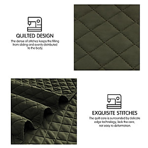 SunStyle Home Quilt Set King Olive Green Lightweight Bedspread Soft Reversible Coverlet for All Season 3pcs Army Green Diamond Quilted Bedding Sets (1 Quilt 2 Pillow Shams)(106"x96")