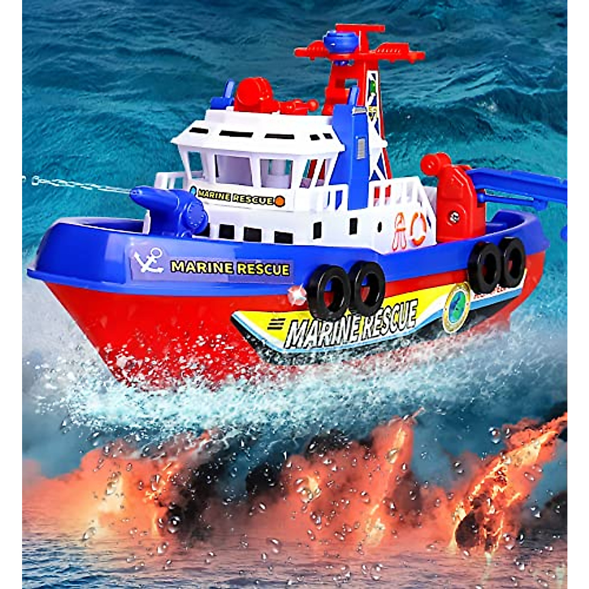 Bath Toys Yacht Toy in tub, Gift for Kids Pool Toy Light Up Float Bathtub Toy Boat with Water Sprinkler