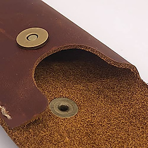 Leather Pocket Knife Sheath, Belt Leather Sheath for Folding Knife (Dark Brown)