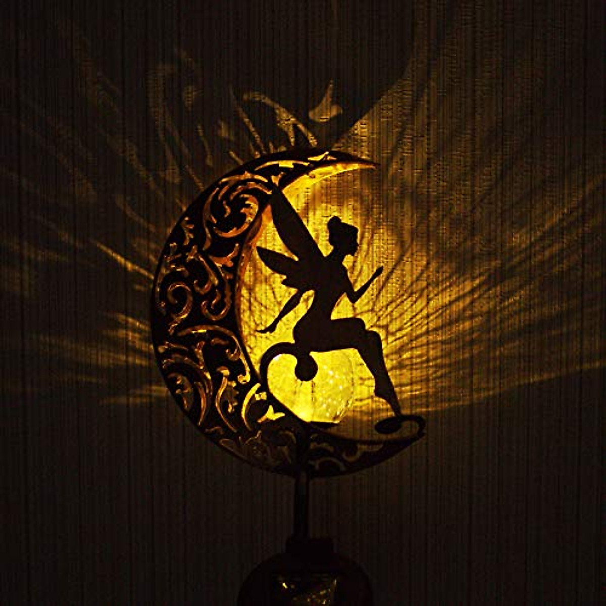 YJFWAL Garden Solar Lights Pathway Stake Lights Moon Fairy Glass Globe with Angel Decor, Outdoor Decorative Lights Waterproof for Walkway, Yard, Lawn, Patio or Courtyard Halloween Decor(Warm White)