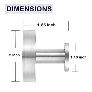 JAAWAN (2-Pack) Brushed Nickel Round Towel Hooks Wall Mounted, SUS304 Stainless Steel Bath Robe Towel Hooks for Bathroom Coat Clothes Hooks