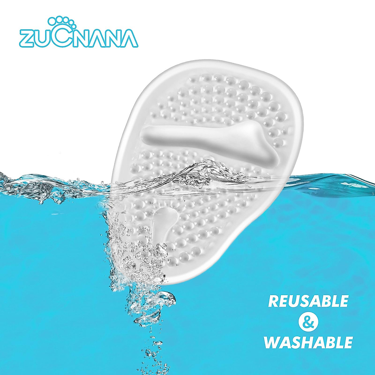 ZUCNANA Ball of Foot Cushions (2 Pairs Gel Shoe Inserts), Heel Inserts for Women, Non Slip Heel Pads, Heel Cushions for Women Foot Pain Relief and Comfort, One Size Fits Any (Clear)