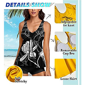 MARZXIN Tankini Swimsuits for Women Two Piece Bathing Suits Swimwear with Boyshorts FloralG XXL