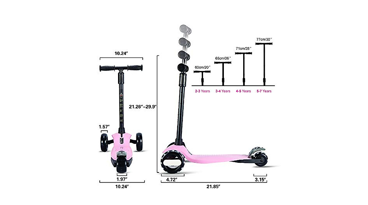 Kid-Friendly Pink Kick Scooter with Adjustable Height