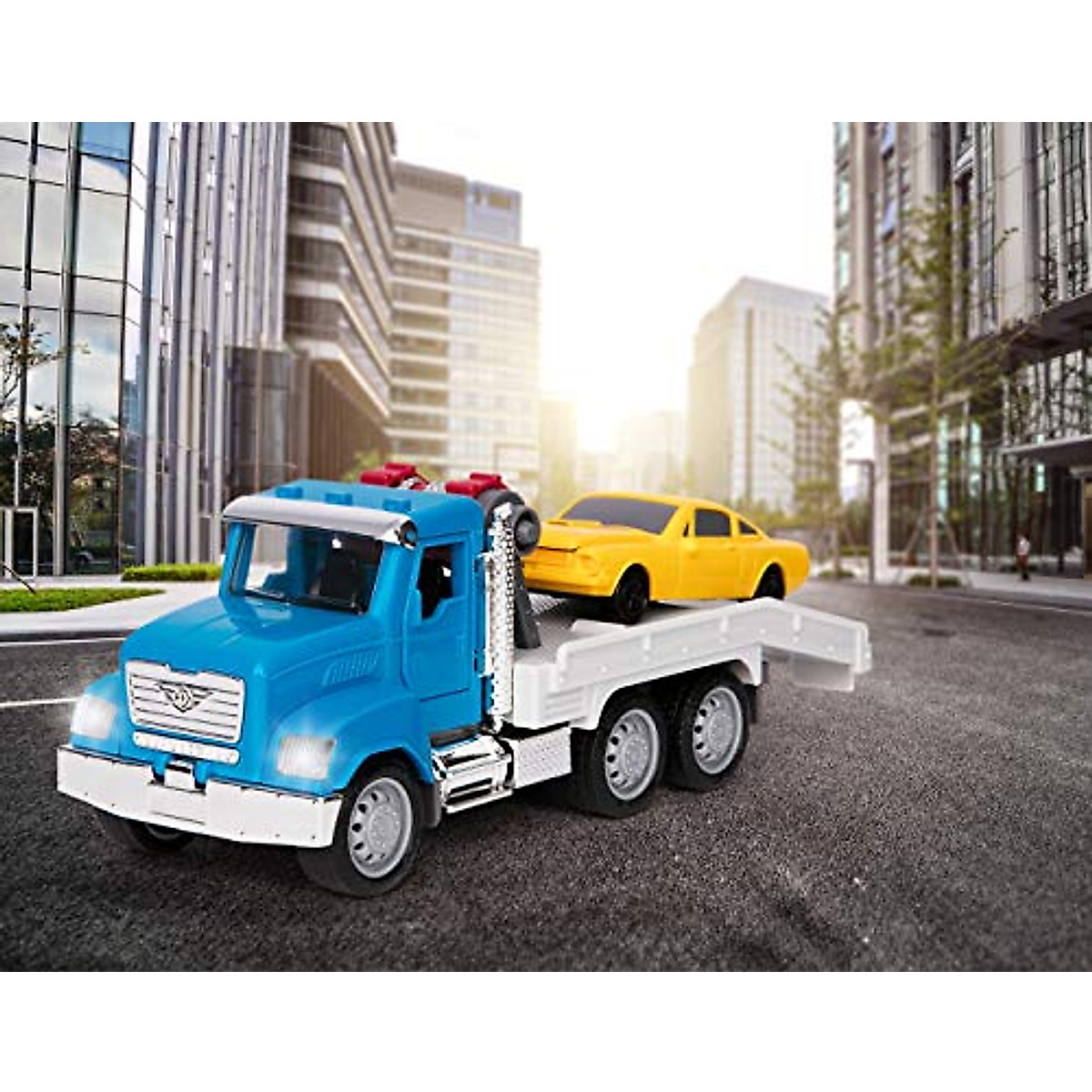 Driven by Battat – Toy Tow Truck For Kids – City Vehicle Toy – Lights & Sounds – Movable Parts – 3 Years + – Micro Tow Truck