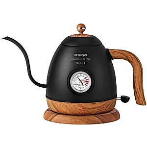 Bsigo Gooseneck Electric Kettle with Thermometer, 100% Stainless Steel for Pour-over Coffee & Tea Kettle, BPA Free, Auto Shut off Anti-dry Protection, Quick Heating Boiling Water, 1000W-0.8L, Black