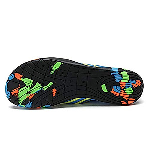 Hutop Water Shoes Womens Mens Kids Quick-Dry Aqua Socks Slip-on Barefoot for Outdoor Beach Swim Surf Yoga Exercise Soles in Amazon (Black/B Stripe, Numeric_7)