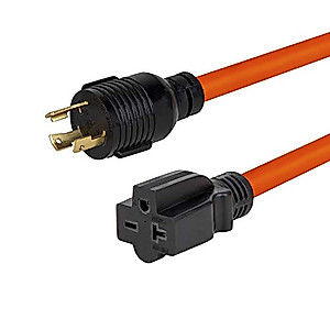 1FT Nema L6-30P 30-Amp Twist Locking Plug Male to 6-20R T-Blade adapter, STW 12-AWG 30A Generator 250V to 20A 250V 6-20/15R Adapter, L6-30 to 6-20R (6-15) Adapter