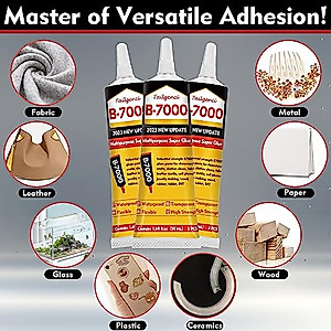B7000 Clear Rhinestone Jewelry Glue with Precision Tip, Multi-Function Strong Adhesion B7000 Glue for Crafts, Suitable for Nail Metal Stone Glass Art DIY Project Fabric Shoes Cell Phones Screen Repair