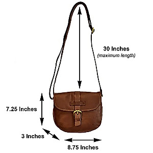 Zinda Genuine Leathers Saddlebag Flap Over Women's Handbag Crossbody Shoulder Sling Multiple Pockets (Brown)