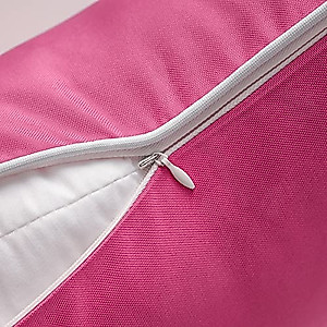 Phantoscope Pack of 2 Outdoor Waterproof Throw Pillow Covers Decorative Square Outdoor Pillows Cushion Case Patio Pillows for Couch Tent Sunbrella, Hot Pink 18x18 inches 45x45 cm
