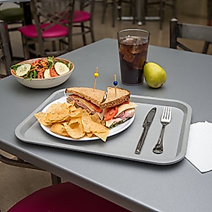 Carlisle FoodService Products Cafe Fast Food Cafeteria Tray with Patterned Surface for Cafeterias, Fast Food, And Dining Room, Plastic, 16.31 X 12.06 X 0.7 Inches, Gray, (Pack of 24)