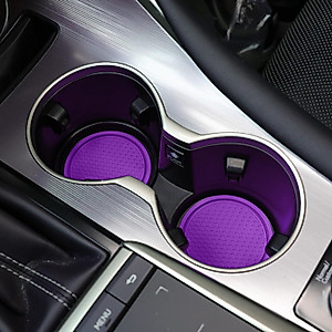 SINGARO Car Cup Coaster, 4PCS Universal Non-Slip Cup Holders Embedded in Ornaments Coaster, Car Interior Accessories, Purple