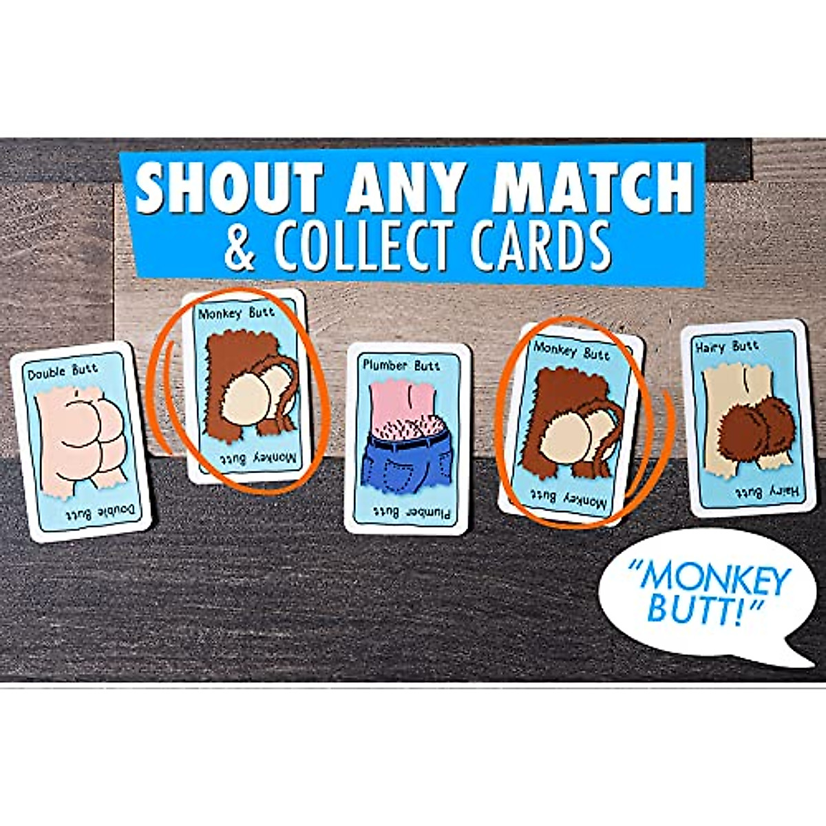 Bunch of Butts Card Game- Fast Paced, Funny Family Game, Easy to Learn, Portable &Travel Friendly for Any Occasion, Includes Card Holder & 71 Cards, 2 to 8 Players, 10 to 15 Min Play Time, Ages 7+