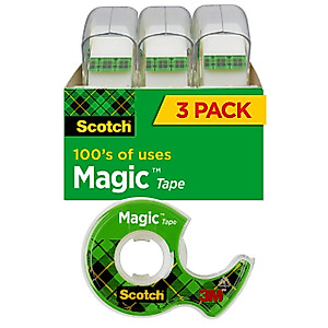 Scotch Magic Tape, 3 Rolls, Great for Gift Wrapping, Numerous Applications, Invisible, Engineered for Repairing, 3/4 x 300 Inches (3105)