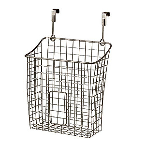 Spectrum Diversified Grid Trash Bin Plastic Holder for Kitchen Storage & Organization, Under Sink Organizer for Recycling Grocery Bags, Extra Large, Satin Nickel PC