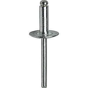 Large Flange Pop Rivets 1/8" x 3/16" All Aluminum Dome Head Blind 4-3 Gap .126" - .187" Quantity 100 by Fastenere