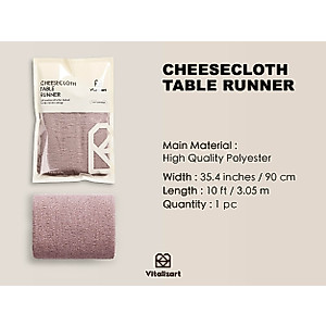 Vitalizart Cheesecloth Table Runner 10 Ft Gauze Boho Fabric Rustic Tan Cheese Cloth Table Runner for Wedding Bridal Shower Birthday Fall Thanskgiving Decoration 120 Inches