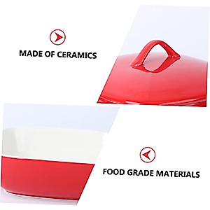 Zerodeko Bakeware Ceramic Rice Bowl Bread Oven Square Containers with Lids Bread Loaf Pans for Baking Kitchen Casserole Pan Square Cupcake Pans Rectangular Dinner Pans Storage Bowl Ceramics