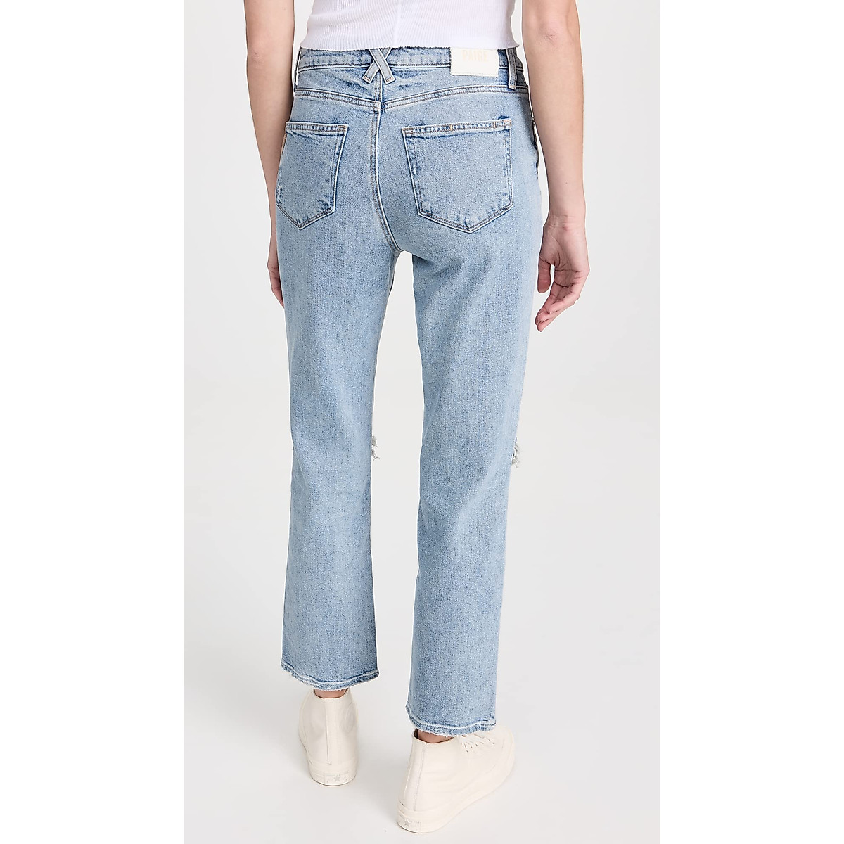 PAIGE Women's High Rise Noella Jeans, Ravenna Destructed, Blue, 27