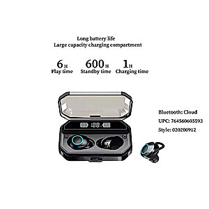 UScarmen Wireless Earbuds Bluetooth Headphones HiFi Sound Quality and Charging Case Digital Intelligence LED Display Earphones Built-in Mic Headset Deep Bass for Sport (Black)