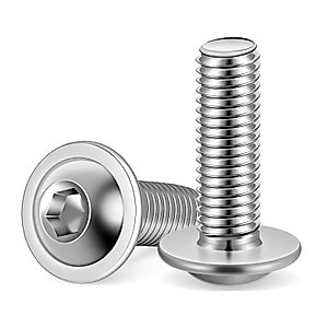 M5 x 16mm Flanged Button Head Socket Cap Screws, 304 Stainless Steel 18-8, Full Thread, Allen Socket Drive, 50 PCS