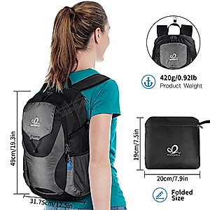 WATERFLY Lightweight Packable Hiking Backpack: Foldable Travel Daypack Ultralight Camping Day Pack for Woman Man