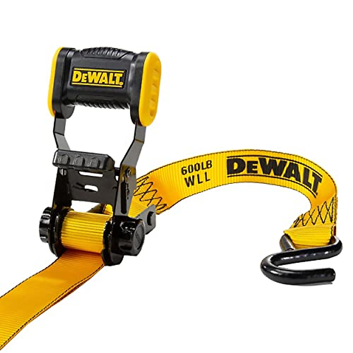 DEWALT DXBC18002 Black/Yellow 1.25" x 12' Ratchet Tie Down Straps - Light-Weight Cargo Hauling (1800 lb Break Strength), 2 Pack