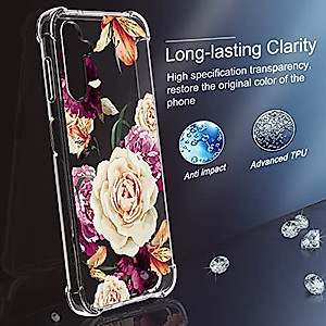 Samsung Galaxy A14 5G Floral Case for Girls & Women with 2pcs Screen Protector - TPU Rubber Shock-Absorption Cover (Purple Flower)