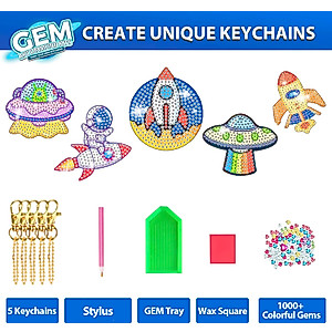 Arts and Crafts for Kids Ages 8-12 - 5D Gem Art Painting Kits for Kids - Create Your Own Gem Keychains by Number DIY Craft Gift for Girls Boys Ages 6-8 8-10 10-12