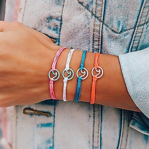 Pura Vida Aqua Enamel Wave Bracelet - Waterproof, Adjustable Band - Light Pink