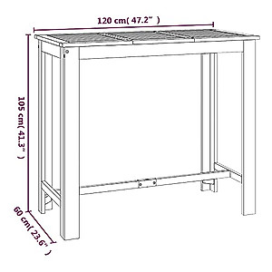 MSLAONXC Patio Bar Table,Outdoor Side Table,Coffee Table,Garden Side Table,Sofa Side Table,Entrance Table,for Yard,Garden,Living Room,Bistro,Balcony,Lawn,47.2"x23.6"x41.3" Solid Wood Acacia