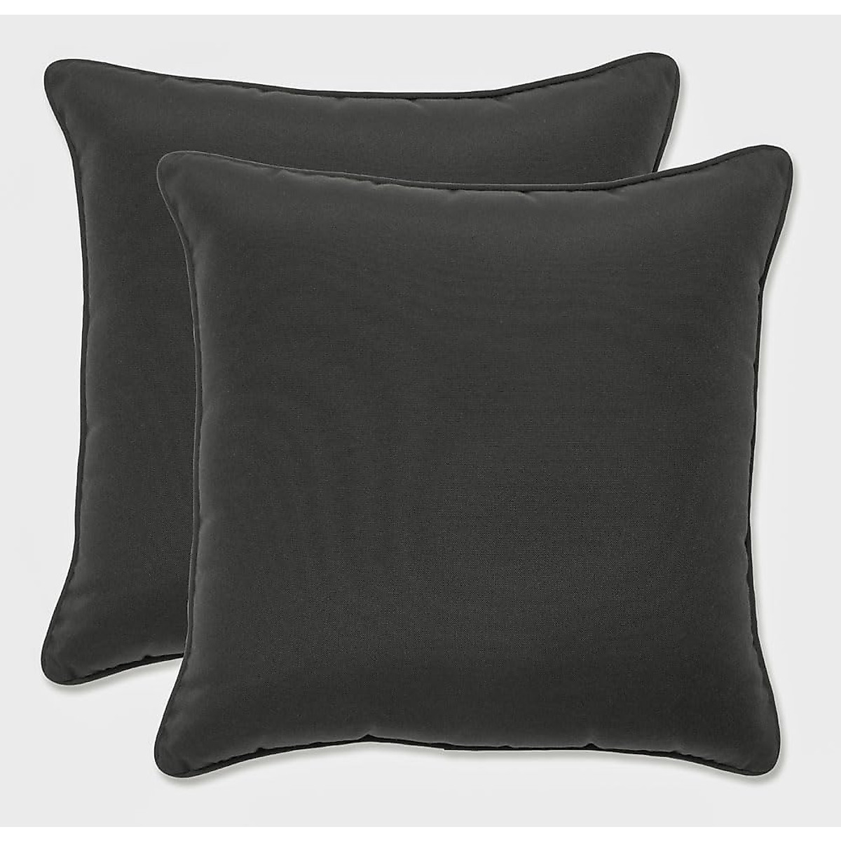 Pillow Perfect Fresco Solid Indoor/Outdoor Lumbar Pillow Plush Fill, Weather and Fade Resistant, Small Throw - 16.5" x 16.5", Black, 2 Count