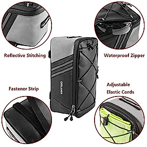 ERRLANER Bicycle Rack Rear Carrier Bag PU Leather Waterproof 7L Large Capacity Storage Luggage Pouch Reflective MTB Bike Pannier Shoulder Bag with Rain Cover