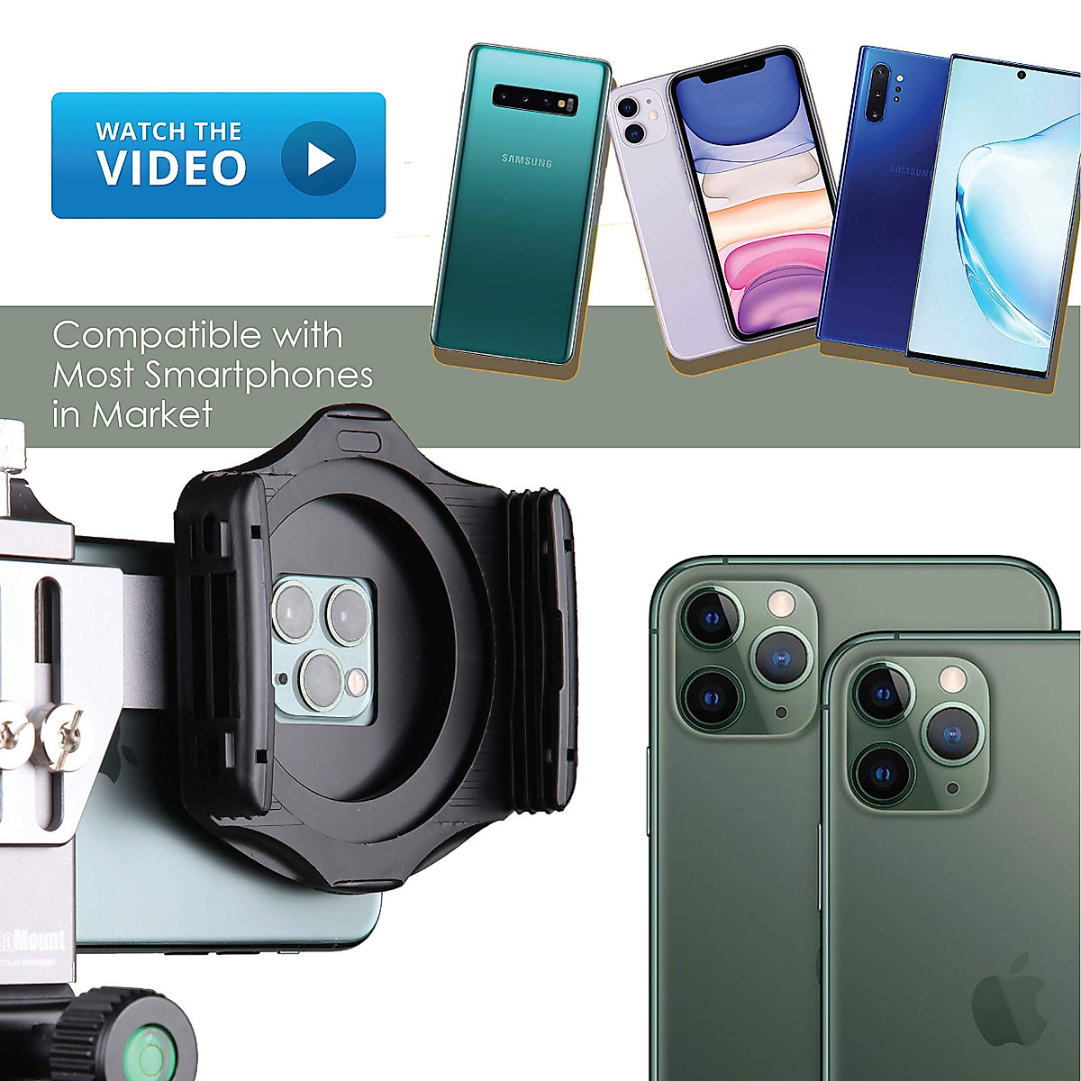 Ztylus Cinema Mount Smartphone GND Filter Set with Mounting Clip for iPhone, Samsung (GND Filter + Cinema Mount Rig)