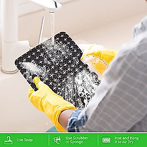 2 Pcs Kitchen Sink Mats, OTHWAY PVC Sink Mat Protector For Stainless Steel & Porcelain Sink, 16" x 12"inch XL Sink Protectors for Kitchen Sink, Quick Draining Sink Saddle Mat (Black)