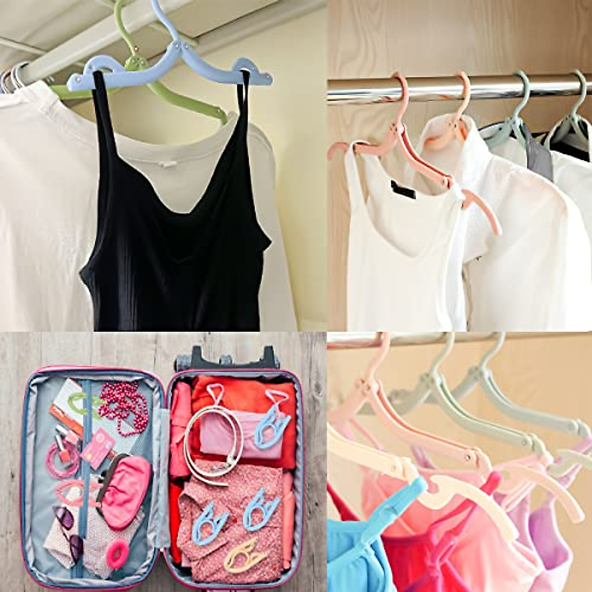 Foldable Travel Hanger 12 Pcs Portable Folding Clothes Hangers Non-Slip Lightweight Portable Coat Hanger