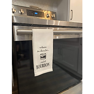 When In Doubt Add Bourbon Tea Towel | Dish Towels with Funny Bourbon Whiskey Sayings are Perfect for Home, Bar, or Kitchen | Funny Gift for Old Fashioned Cocktail Lovers