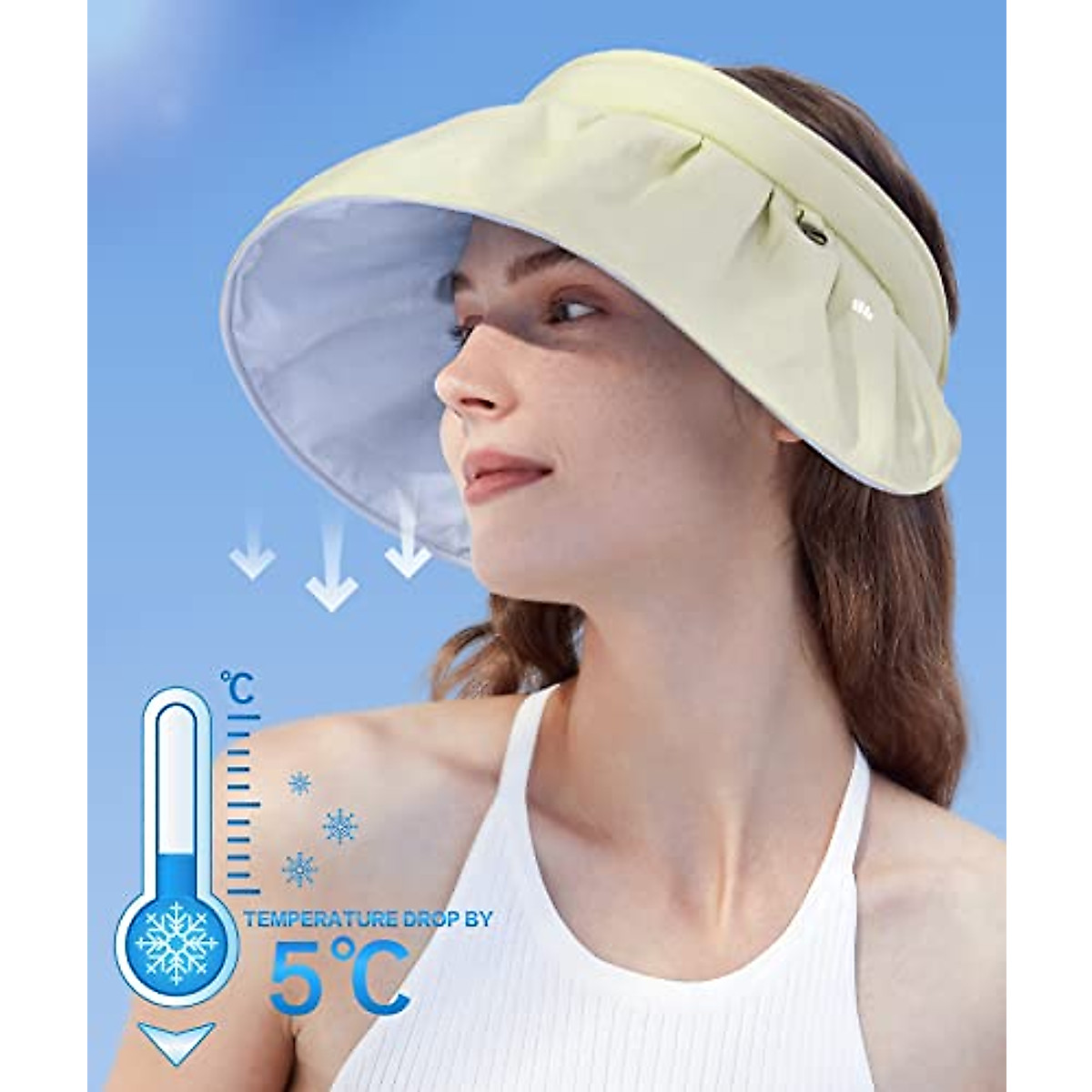 BENEUNDER UPF 50+ Sun Visor Hat - Wide Brim UV Protection for Tennis Golf Beach (Pink)