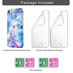 iPod Touch 7th Generation Case with 2 Screen Protectors, IDWELL iPod Touch 6 iPod 5 Case, Slim FIT Anti-Scratch Flexible Soft TPU Bumper Protective Case(Latest Model,2019 Release), Blue Fantasy Sky