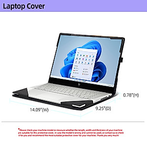 Laptop Cover for HP Envy x360 Laptop 15t /15z-XXX/15-fh|15-ed/15z-ey15-er/15-ep/15t-es100|2-in-1 Laptop.All Inclusive Drop Case 15.6" PU Leather Inside Pocket Cover Shell (15.6inch, Gray-Black)