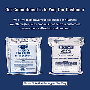 4Patriots Emergency Food Bars: Non-Perishable S.O.S Rations Designed to Last 5 Years - 3,600 Total Calories - 1 Pack of 9 Lemon-Flavored Survival Bars for Emergencies, Camping, or Hiking