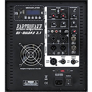Earthquake Sound DJ-Quake (Ver 2) 12-inch 1200-Watt Subwoofer with Built-In Amplifier, USB/SD, and Bluetooth, Black
