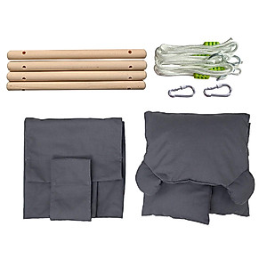 Jozeit Baby Kids Toddler Canvas Swing Seat Chair - with Cushion - Bear Ear Decor (Grey)