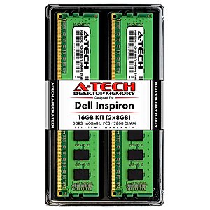 A-Tech 16GB (2x8GB) RAM for Dell Inspiron 3647, 3847 | DDR3 1600MHz DIMM PC3-12800 240-Pin Non-ECC UDIMM Desktop Max Memory Upgrade Kit