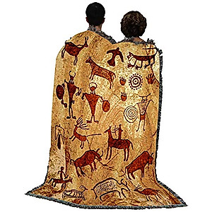 Pure Country Weavers Rock Art of The Ancients Blanket - Southwest Cave Rock Art - Gift Tapestry Throw Woven from Cotton - Made in The USA (72x54)